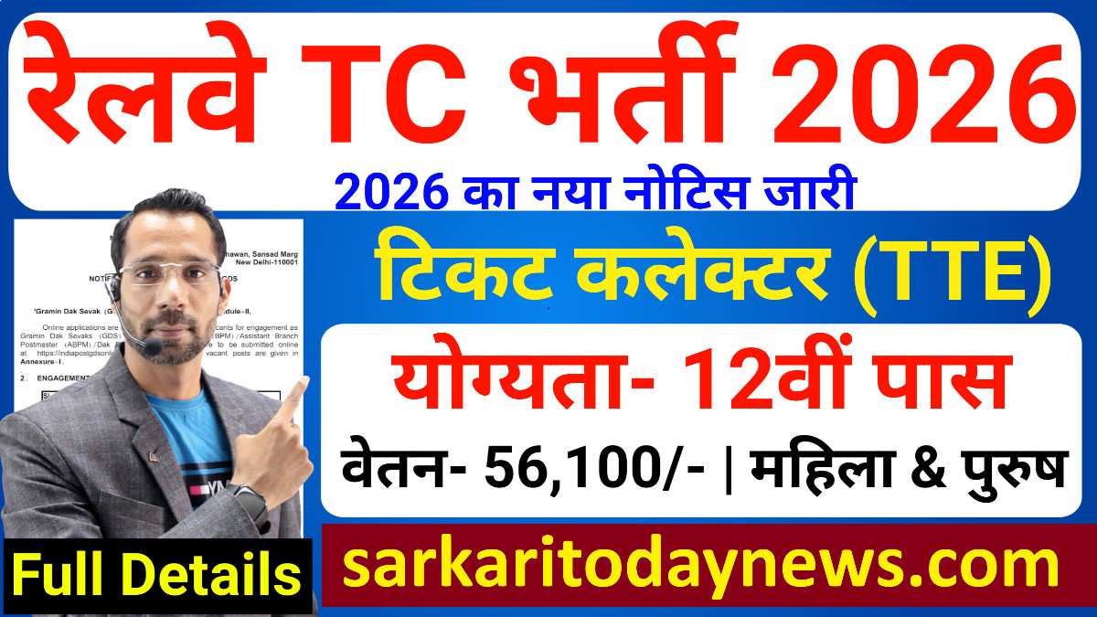 Railway Ticket Collector TTE Recruitment 2026 - Notification Out For ...